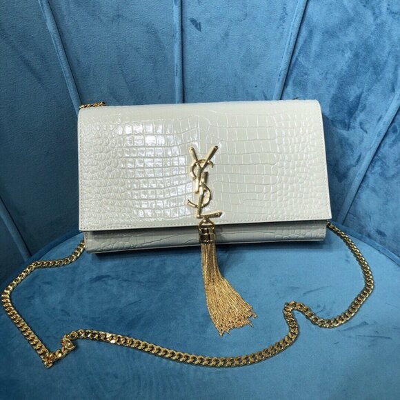 Yves Saint Laurent | Bags | Yves Saint Laurent White Shoulder Bag ...